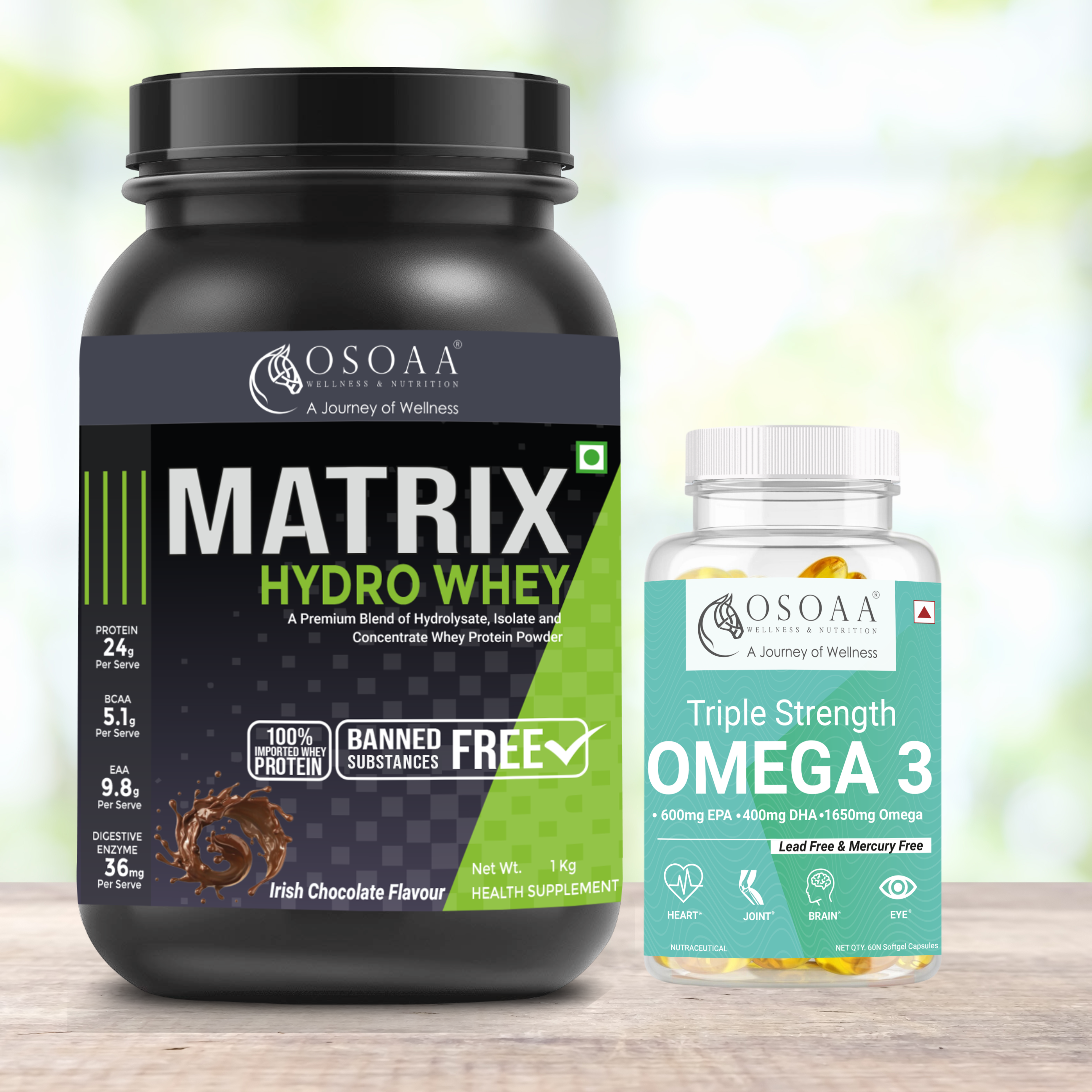 Osoaa Whey Matrix Whey & Fish Oil Omega 3 Combo - Organic Wellnesses