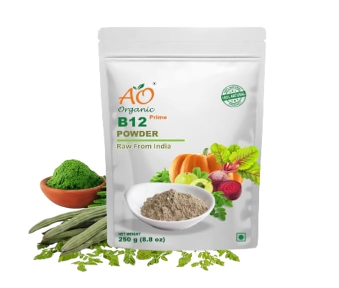Ao Organic Plant Based Vitamin B12 Powder Natural Wheat Grass, Moringa ...