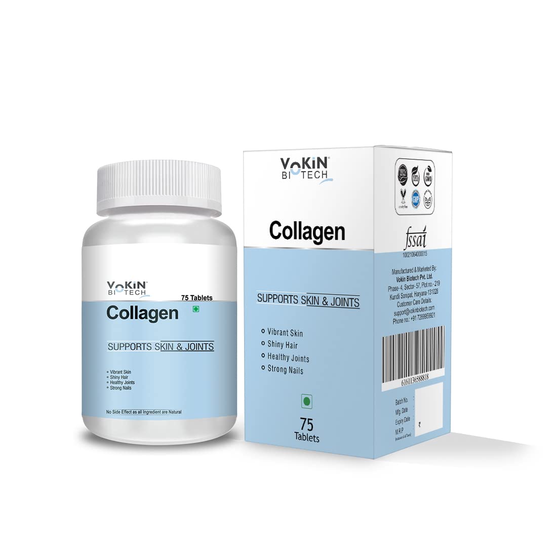 Vokin Biotech Collagen Complex Formulas Tablets - 75 Tabs - Organic ...