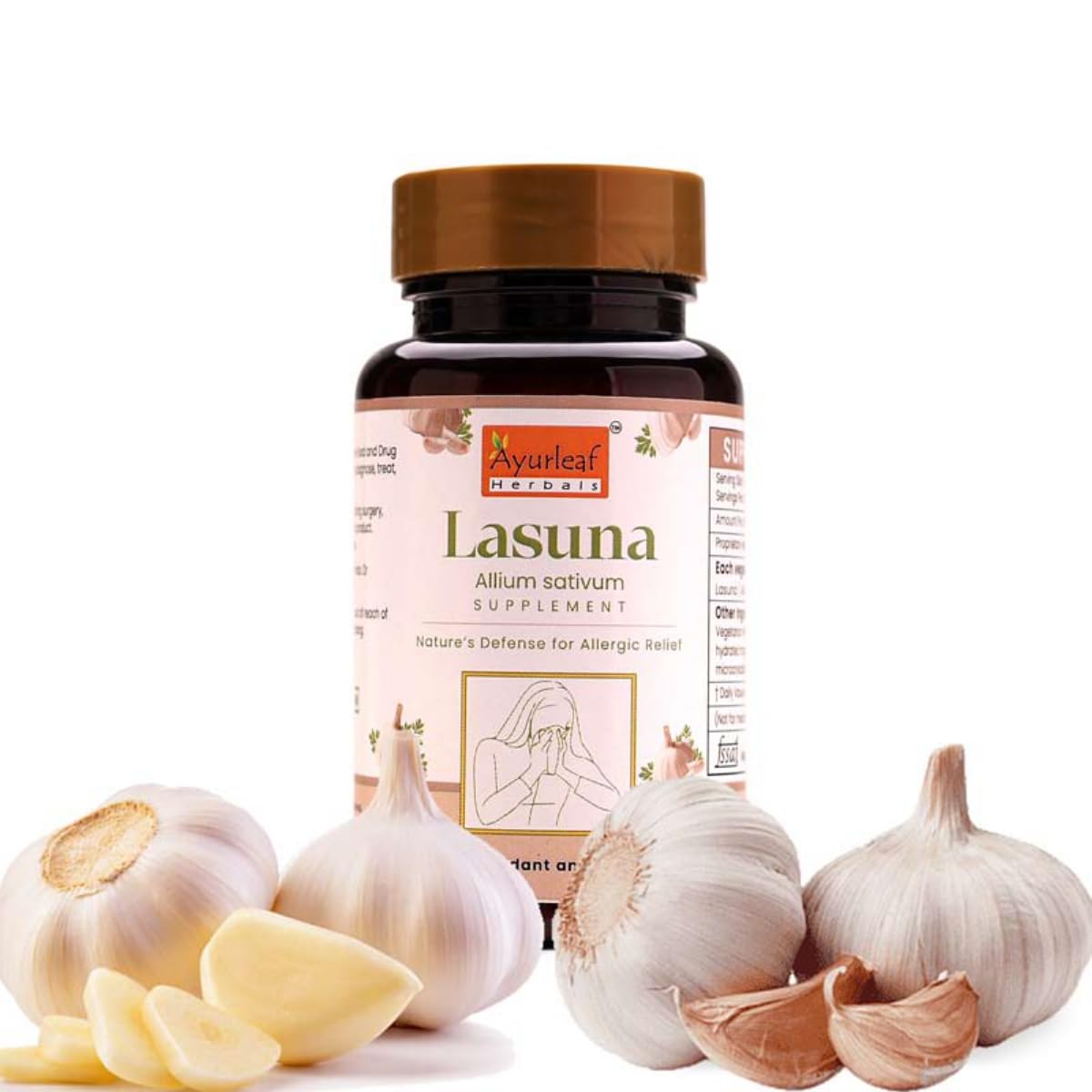 Ayurleaf Herbals Lasuna (Garlic) Capsules - 60 Caps - Organic Wellnesses