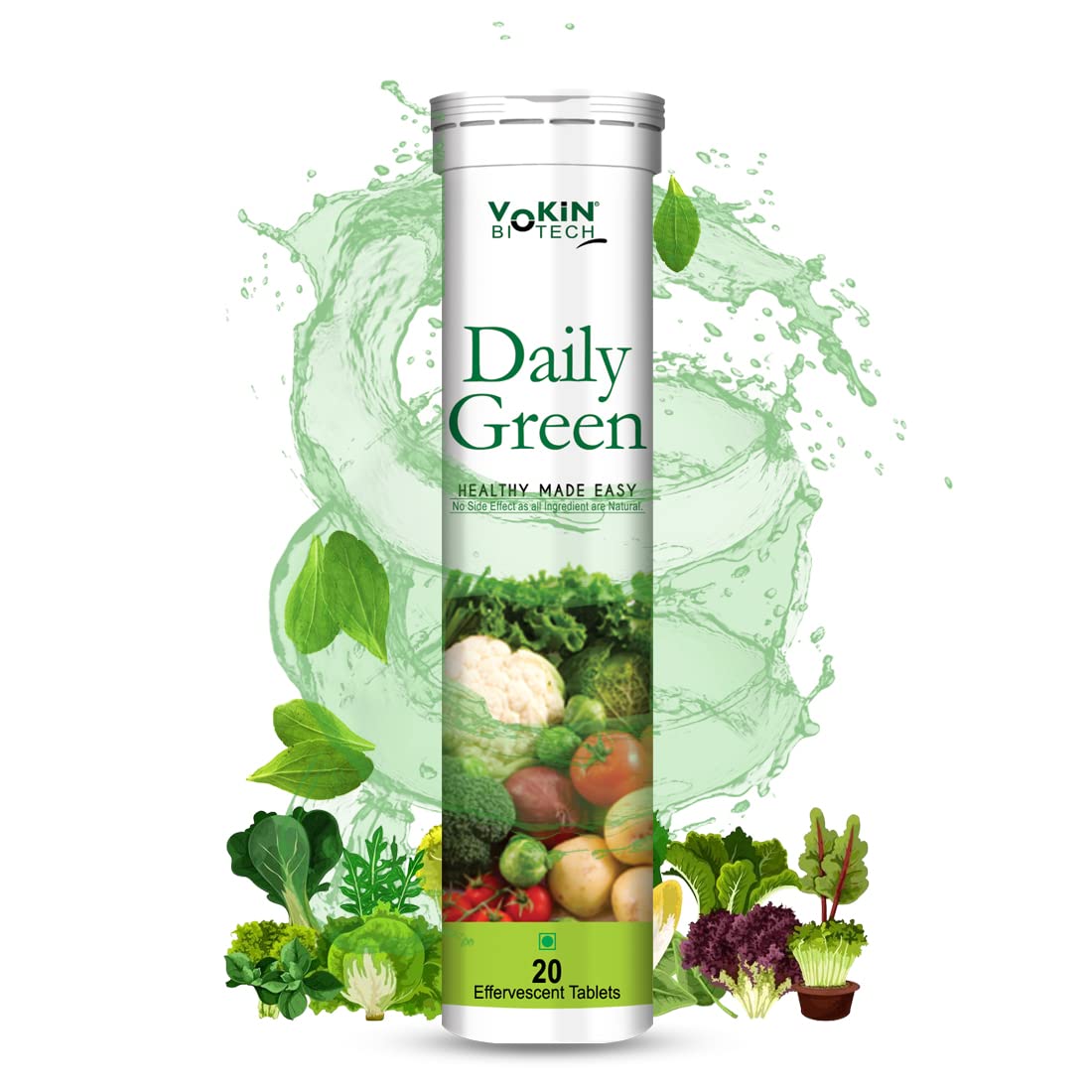 Vokin Biotech Daily Green Wholefood Multivitamin with Vitamin C - 20 T ...