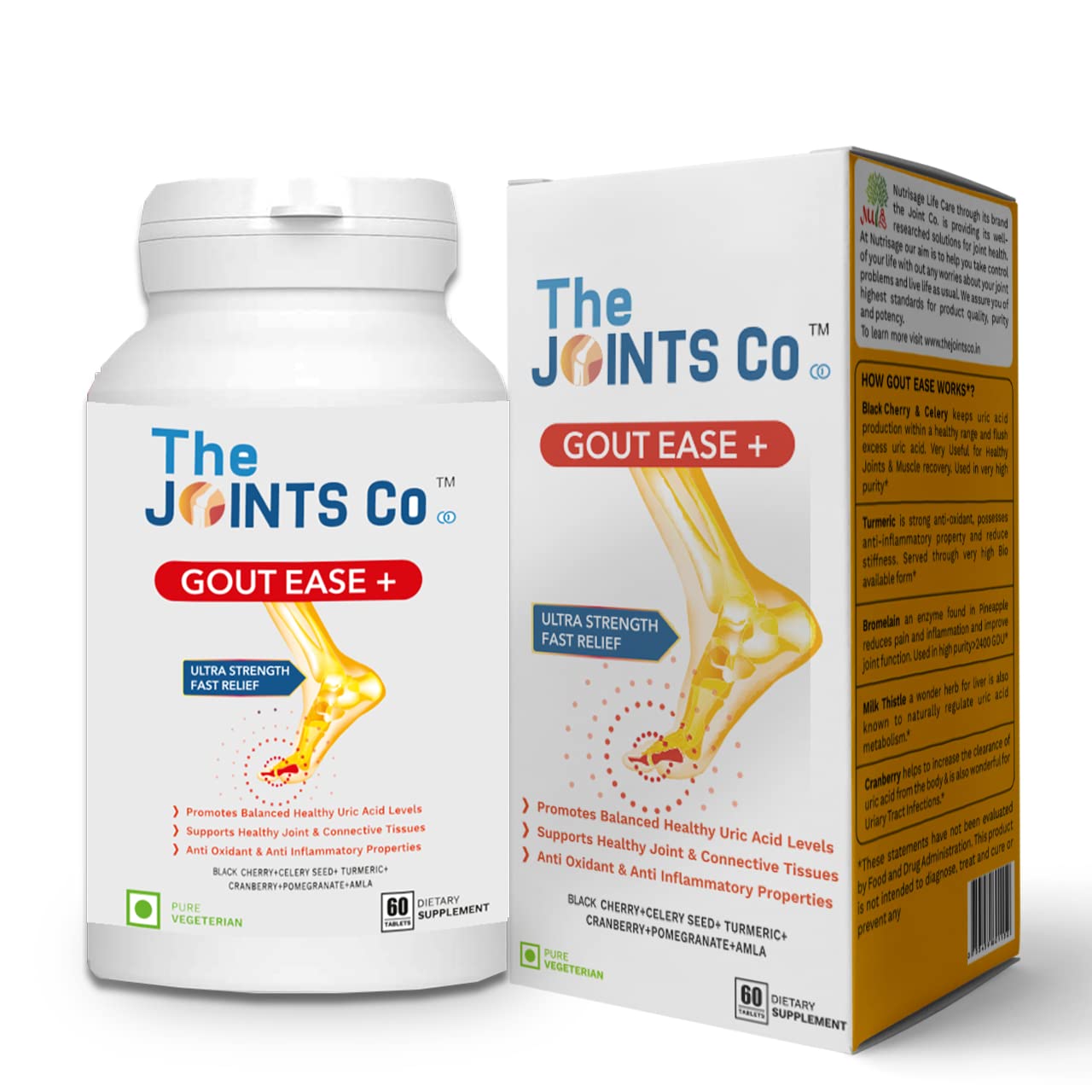 The Joints Co Gout Ease Plus - 60 Tablets - Organic Wellnesses