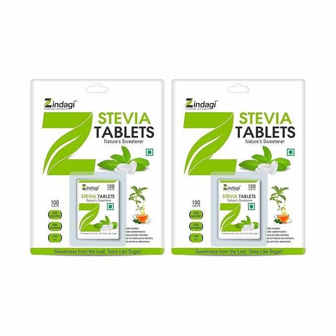 Zindagi Stevia Tablets - 100 Tab (Pack of 2) - Organic Wellnesses