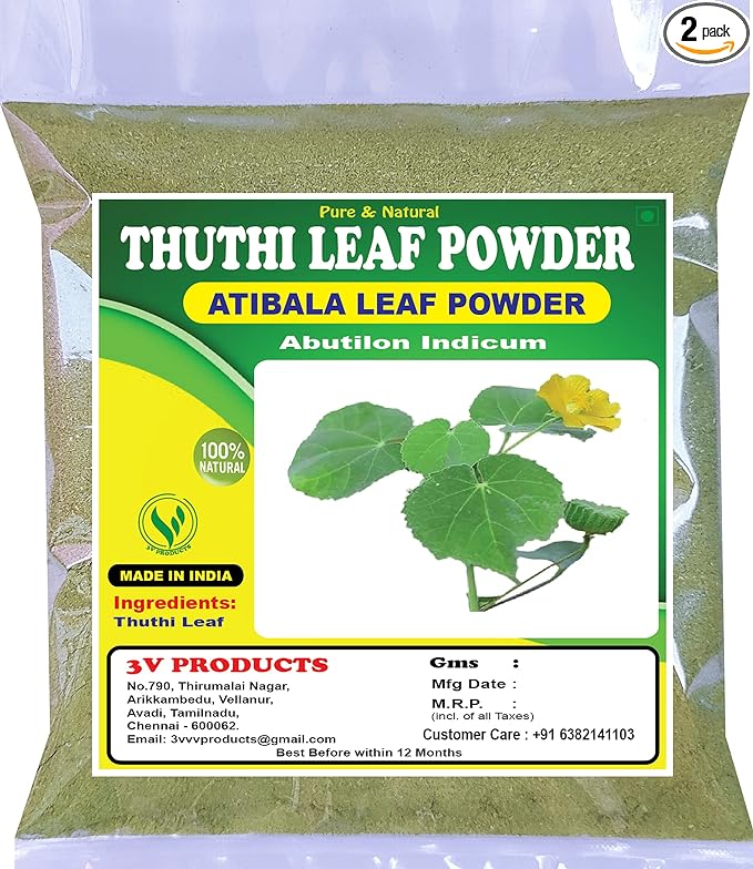 3V Products Thuthi Leaf Powder - 100 gms - Pack of 2 - Organic Wellnesses