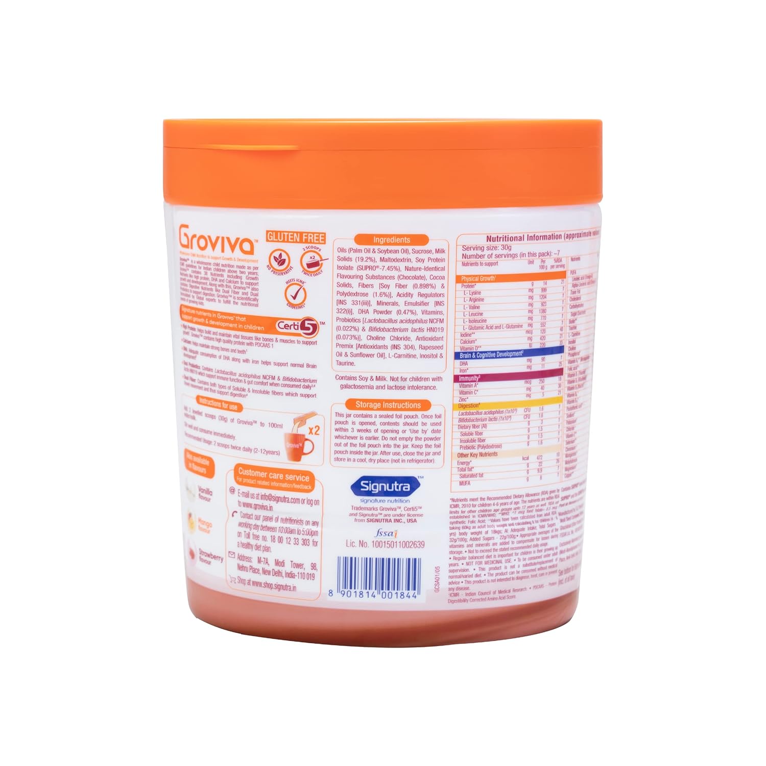 Groviva Milk Protein Powder for Kids 2-6 years Chocolate - 200 gms Jar ...