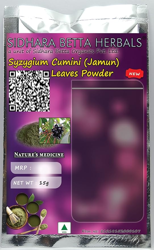 Sidhara Betta Herbals Syzygium Cumini (Jamun) Leaves Powder - 15 gms ...