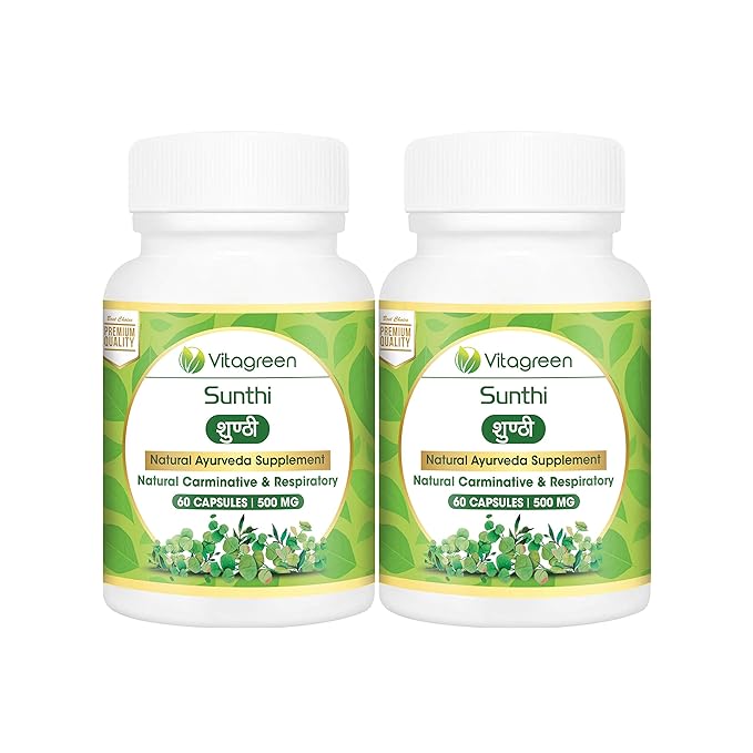 Vita Green Sunthi 500 mg - 60 Capsules - Pack of 2 - Organic Wellnesses