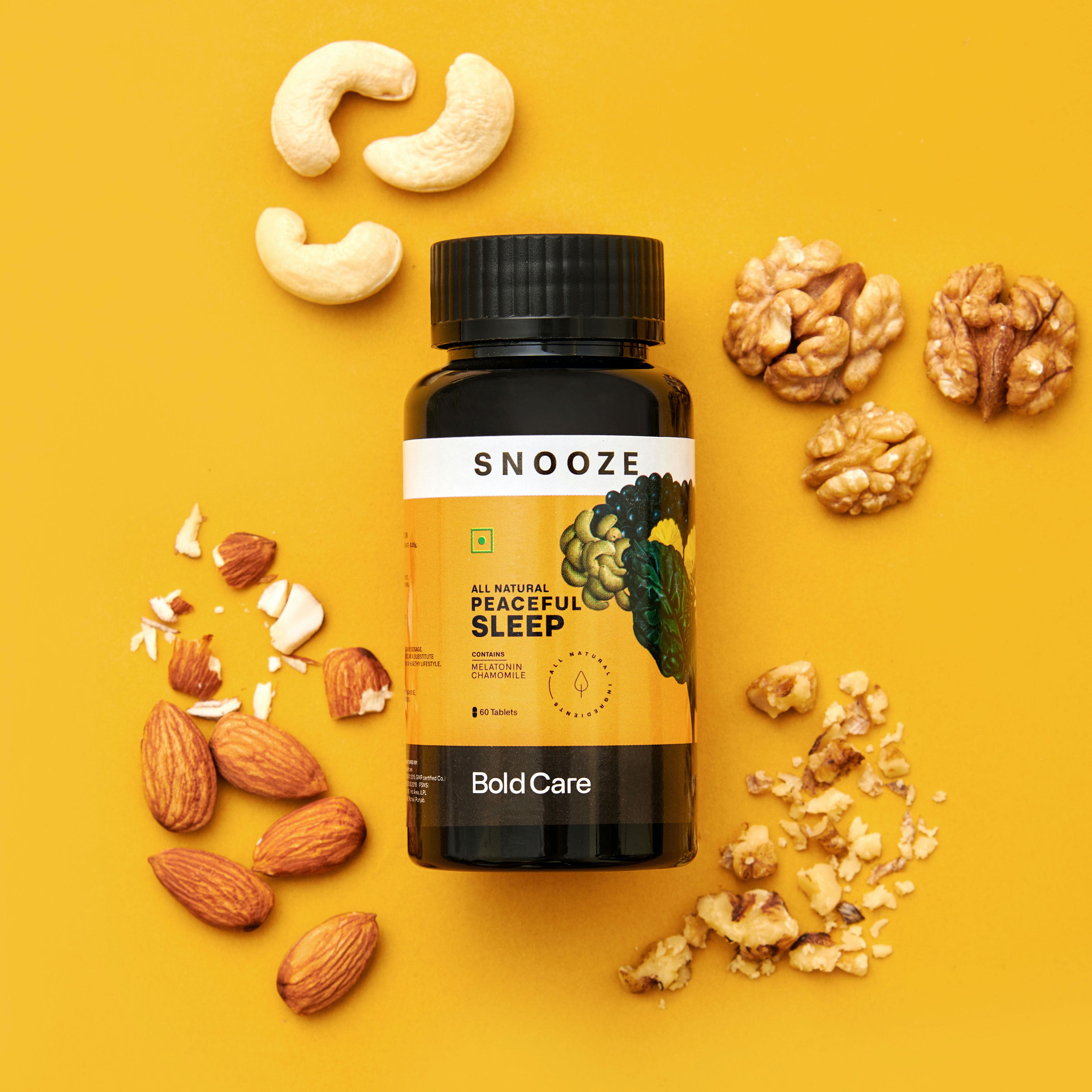 Bold Care Snooze Melatonin Supplements - 60 Tablets - Organic Wellnesses