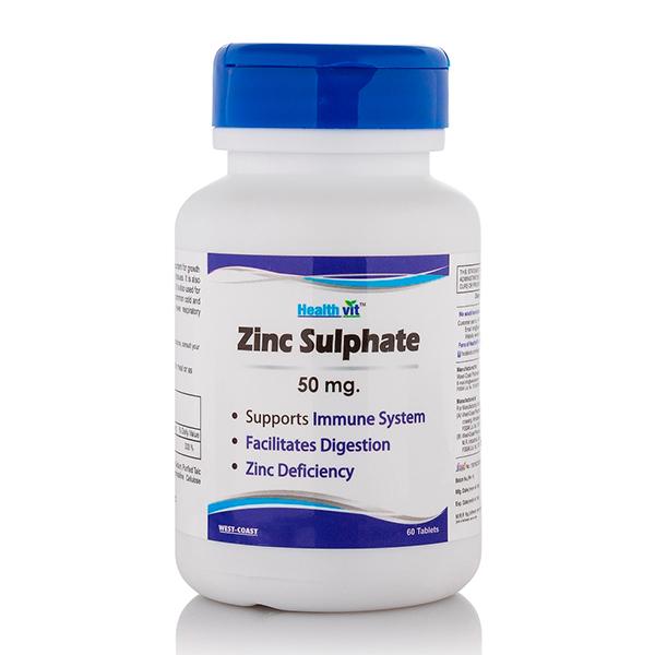 Healthvit Zinc Sulphate 50mg - 60 tabs - Organic Wellnesses