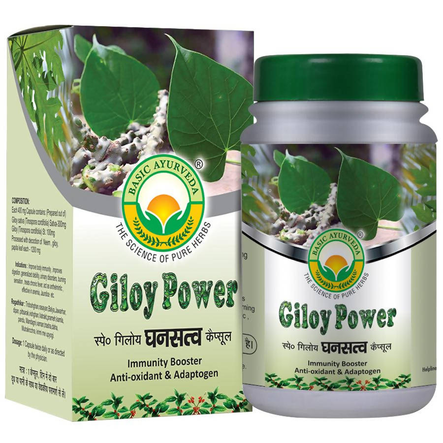 Basic Ayurveda Giloy Power Capsules - 40 Tablets - Organic Wellnesses