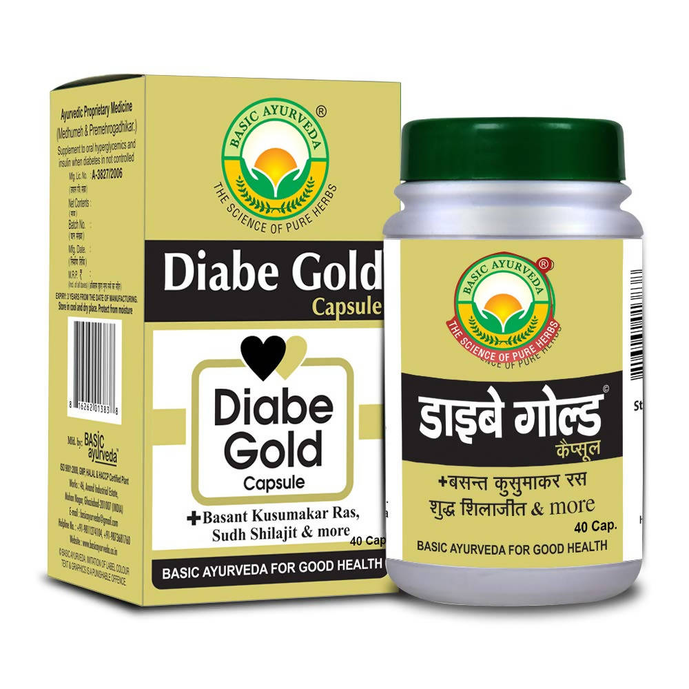Basic Ayurveda Diabe Gold Capsules - 40 Capsules - Organic Wellnesses